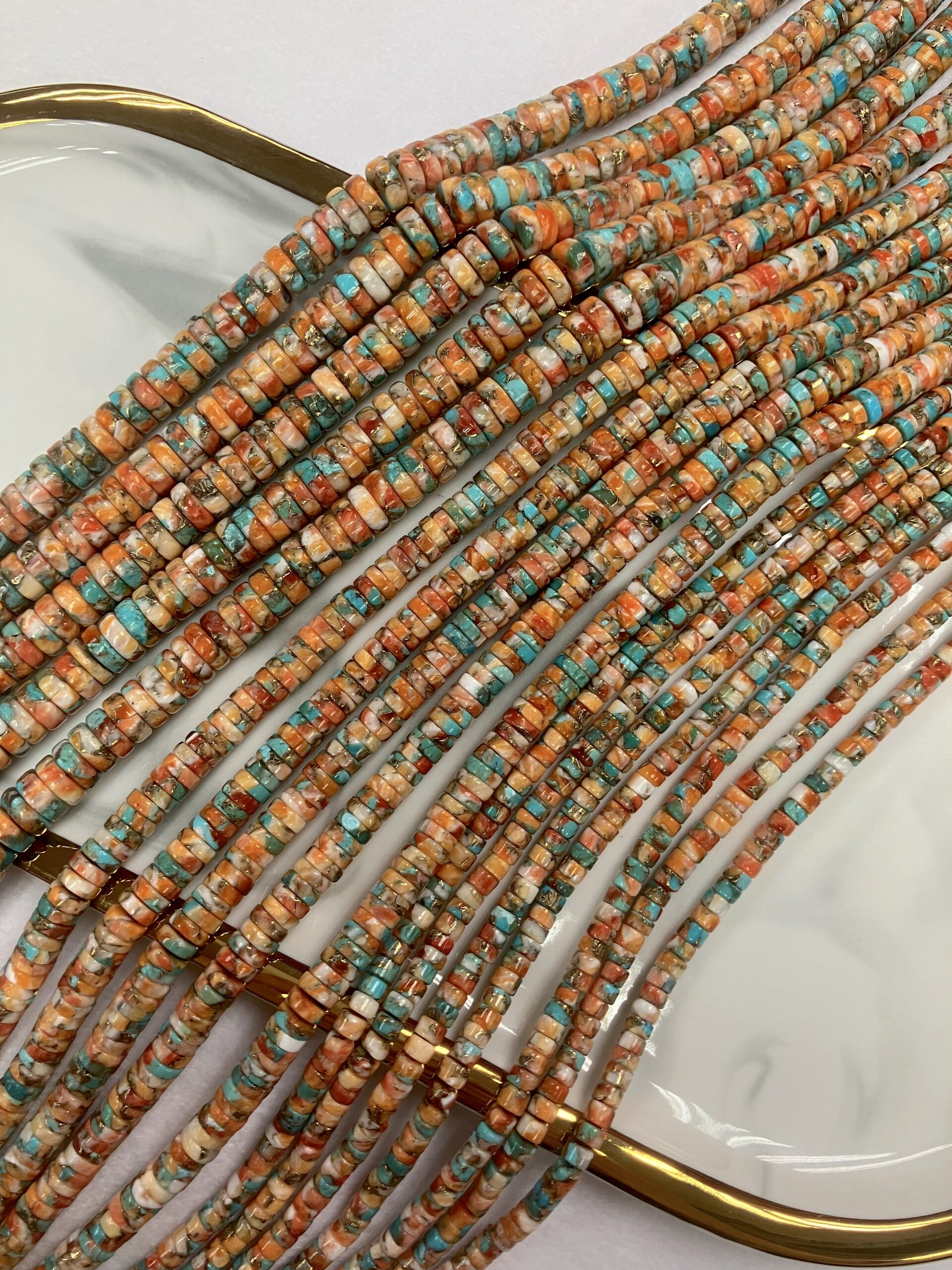 Compressed Turquoise & Spiny Oyster Shell Heishi Bead